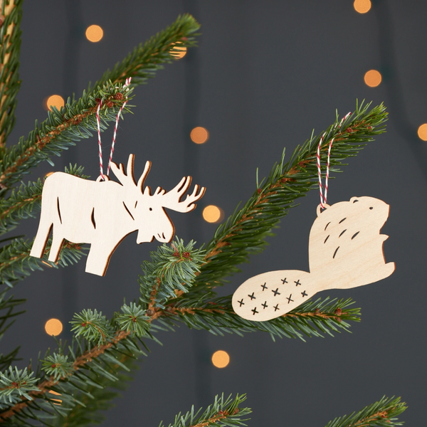 Beaver and Moose Ornaments - Cheerfetti Gift Co.